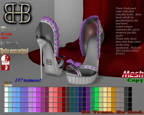Second Life Marketplace Bhb Linda Glam Glass Slippers Matte With Hud