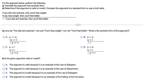 Solved For The Argument Below Perform The Following A