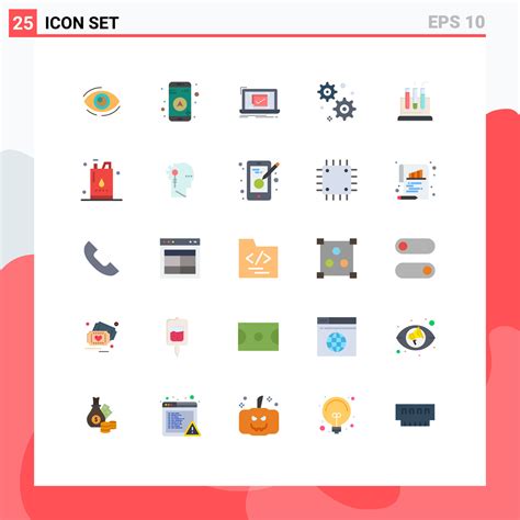 User Interface Pack Of 25 Basic Flat Colors Of Tube Gear Setting Map Ok Checklist Editable