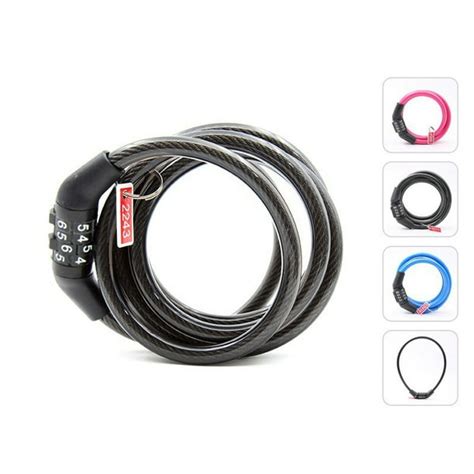 Bike Cable Lock 4 Digit Security Resettable Combination Coiling Cable
