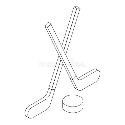 Hockey Icon Isometric 3d Style Stock Vector Illustration Of League