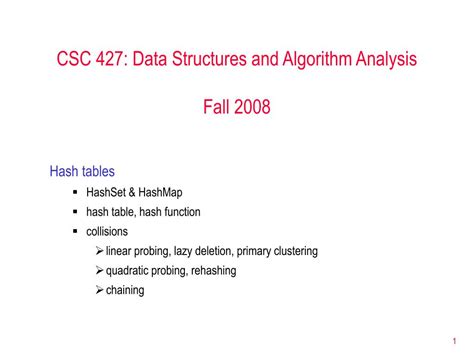 Ppt Csc 427 Data Structures And Algorithm Analysis Fall 2008