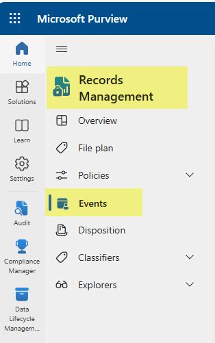 All Retention Events Created In Microsoft Purview Show A Distribution Status Of Error Policy