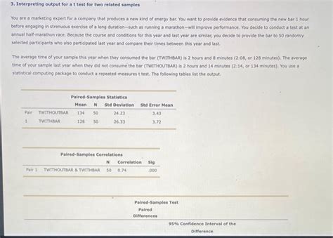 Solved 3 Interpreting Output For A T Test For Two Related