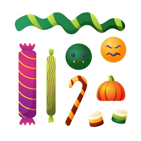 Premium Vector Halloween Celebration Candy Elements Collection