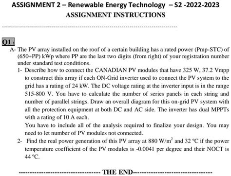 Solved Texts Pp Renewable Energy Technology Assignment