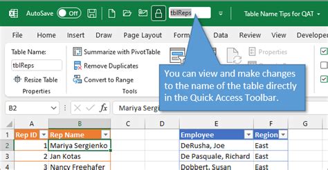 Quick Tips And Shortcuts For Renaming Excel Tables