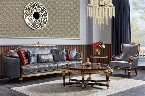 Casa Padrino Luxus Barock Wohnzimmer Set Beige Blau Dunkelbraun