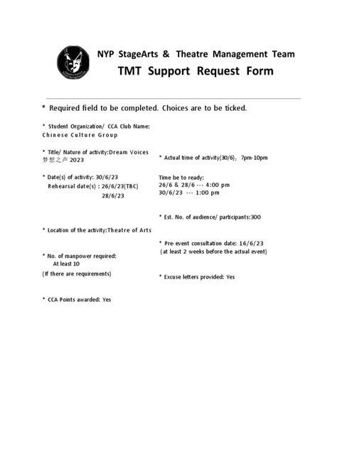 Tmt Support Request Form Pdf