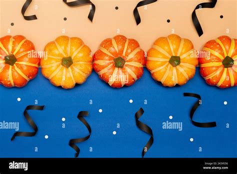 Halloween Symbol Concept Scary Smile Pumpkins With Dot Are Arranged On