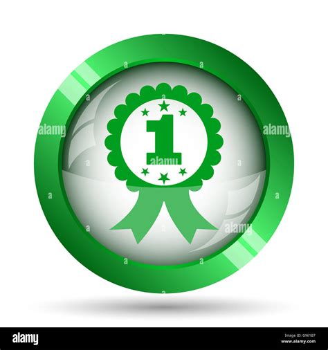 First Prize Ribbon Icon Internet Button On White Background Stock