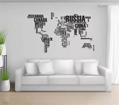Vinilo Decorativo Mapa Mundial Mapamundi Pared Grande Paises En Venta