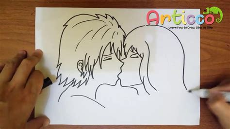 How To Draw People Kissing Step By Step Youtube