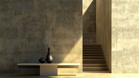Minimalist Interior With Dramatic Lighting And Geometric Architecture