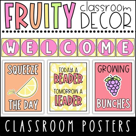 Bright Classroom Posters For Growth Mindset And Positivity Fruit Theme