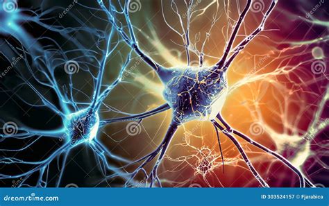 Neuronal Synapse Network Of Neurons Brain Cells Stock Illustration
