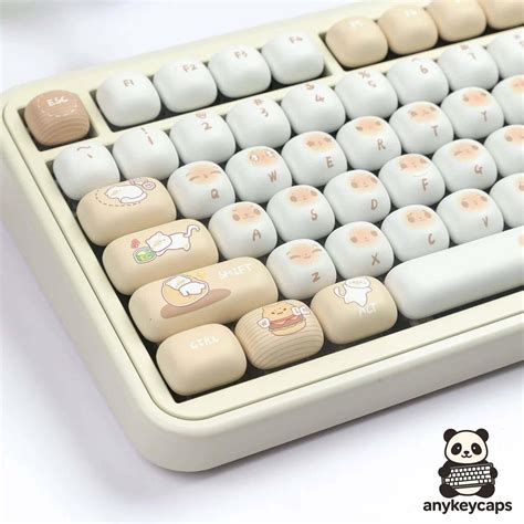 Cute Cat Bread Bakery Keycaps Set 136 Keys Mog Profile Dye