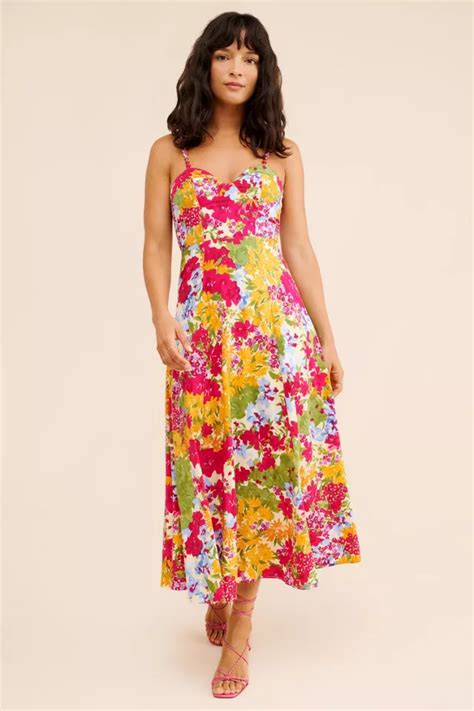 Dress Forum Sleeveless Floral Corset Midi Dress Urban Outfitters