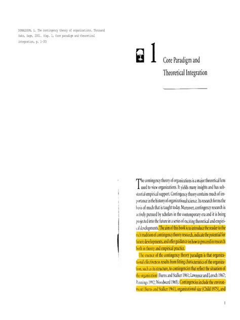 03 Donaldson 2001 Contingency Theory Cap1 Pdf Theory Academic