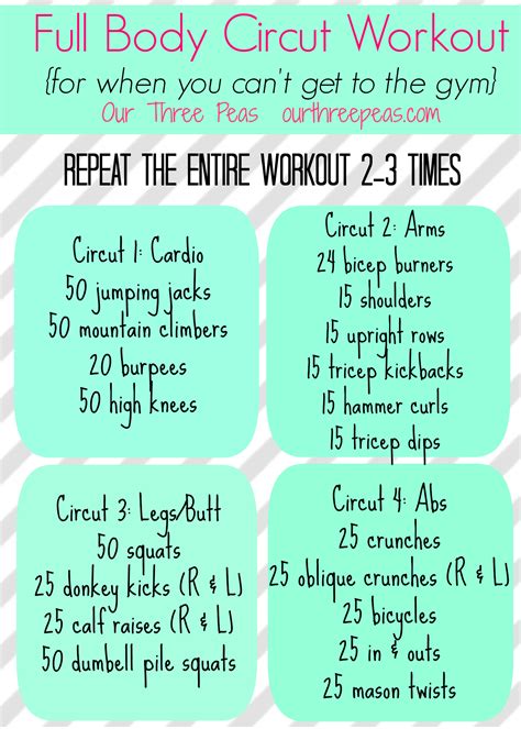 Full Body Circuit Workout Our Three Peas Full Body Circuit Workout Circuit Workout Full