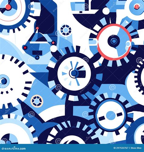 Seamless Pattern With Gears And Cogwheels Vector Illustration Ai Generated Stock Vector