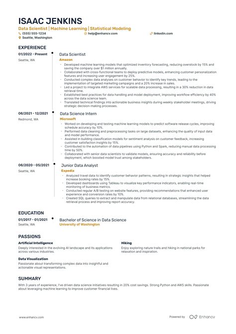 1 Successful Chief Data Scientist Resume Example And Writing Tips For 2024