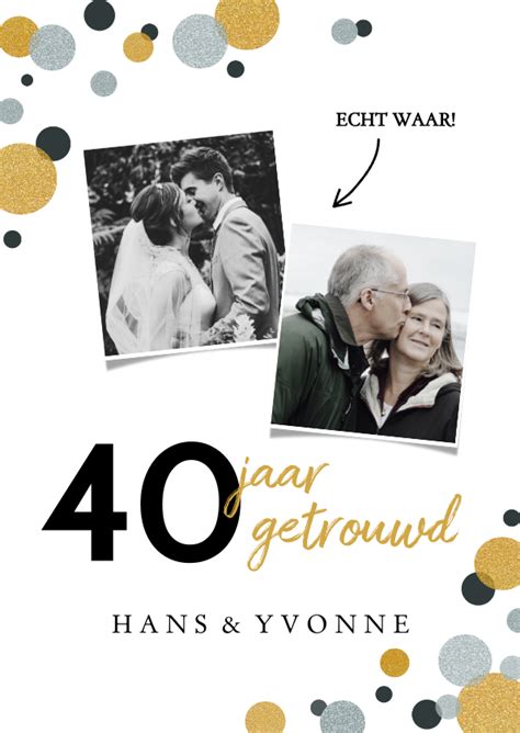 Jubileumkaart Met Confetti Zilver En Goudlook Kaartje2go