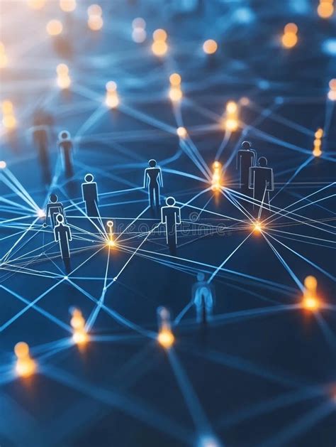 Conceptual Network Connection Glowing Nodes Lines Representing Digital Communication Stock
