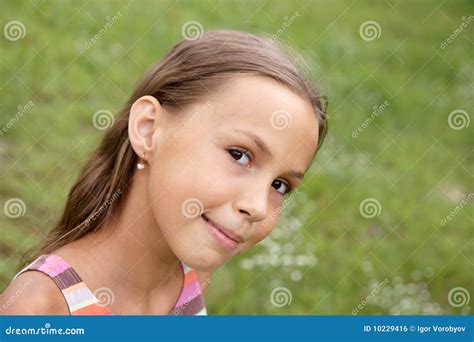 Preteen Girl On Grass Background Royalty Free Stock Image Image 10229416