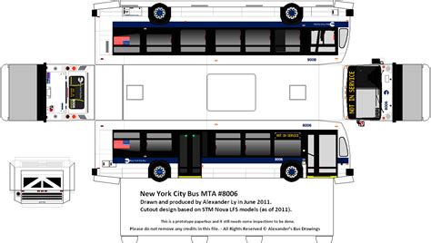 New York City Bus Paper Model Alexanders Bus Drawings