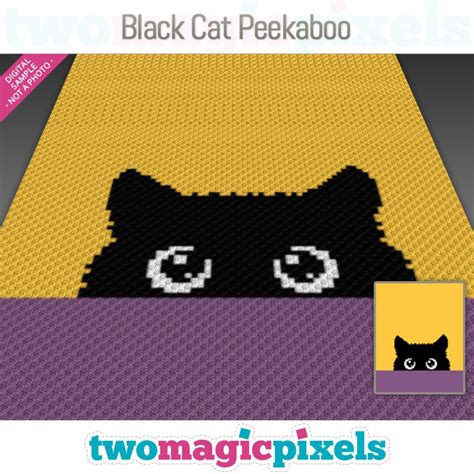 Black Cat Peekaboo Crochet Graph Cross Stitch C2c Mini C2c Sc Hdc Dc Tss Knitting Pdf