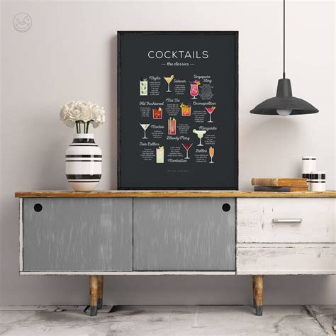 Cocktails The Classics Recipe Print Cocktail Print Etsy Uk