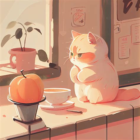 Cute Peach Cat At A Cute Peach Cafe Upbeta V 4 S 750