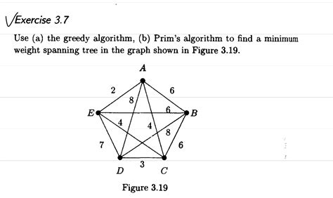 Exercise 37 Use A The Greedy Algorithm B Prims Algorithm To Find A Minimum Weight