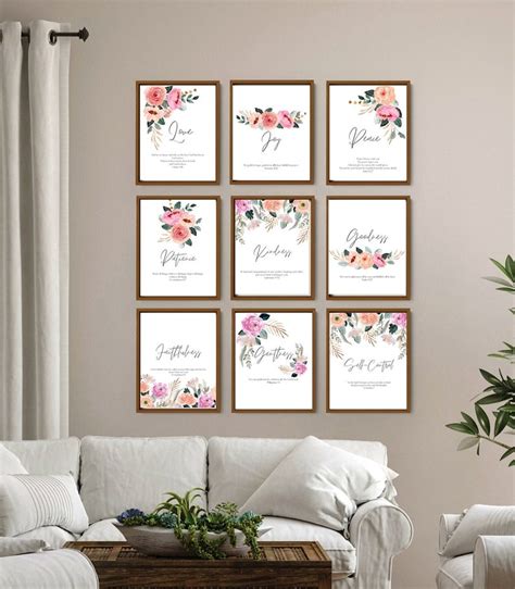 Floral Fruit Of The Spirit Wall Art Fruits Of The Spirit Etsy
