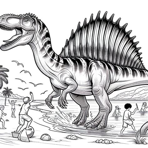Beach Spinosaurus Coloring Page GoGo Coloring