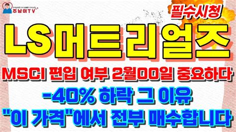Ls머트리얼즈 Msci 2월00일 중요합니다 소신있는 가격 전략ls머트리얼즈 Ls머트리얼즈주가 엘에스머트리얼즈