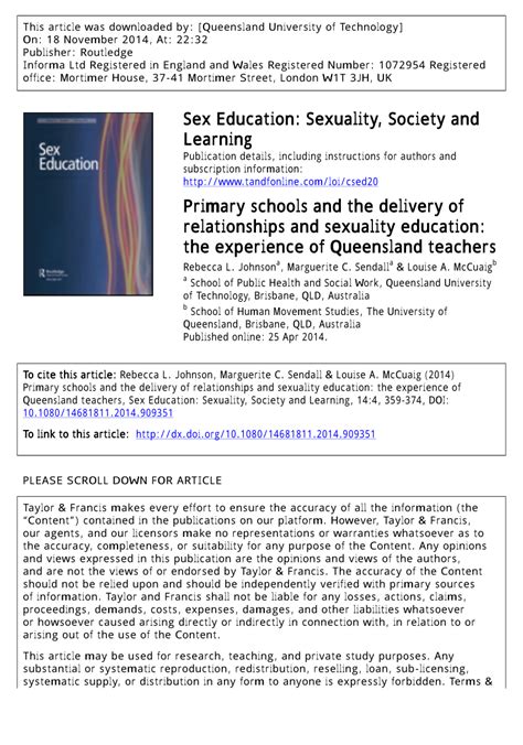 PDF Primary Babes And The Delivery Of Relationships And Sexuality Education The Experience