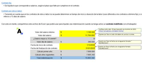 Liquidador de indemnización por despido sin justa causa contrato indefinido Actualícese