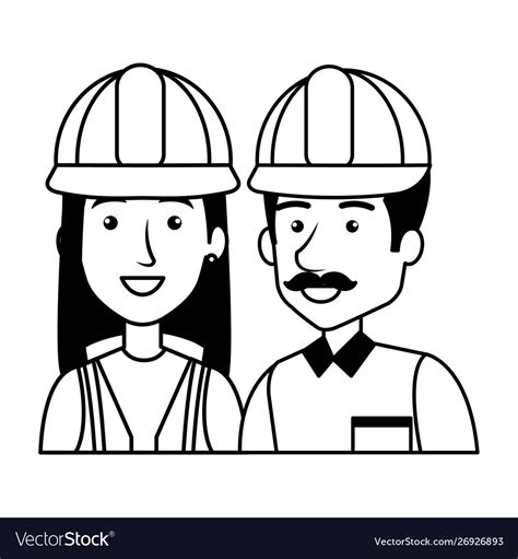 Couple Builders Constructors Characters Royalty Free Vector