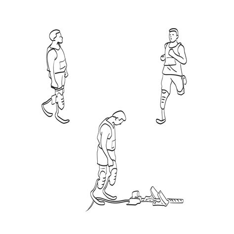 Illustration Of Disabled Athlete With Prosthetic Legs Isolated Vector