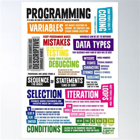 Programming Coding Key Vocabulary Literacy And Definitions Poster For Sale By Lessonhacker In