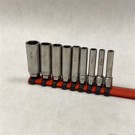 Matco Tools 9 Pc 1 4 Drive SAE 6 Point Deep Chrome Socket Set
