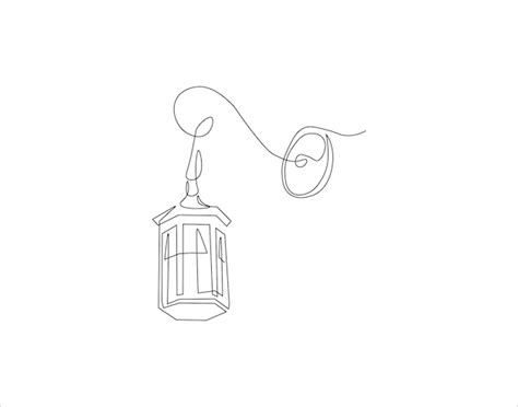 Premium Vector Continuous Line Drawing Of Lantern One Line Of Lantern Lantern Light Continuous