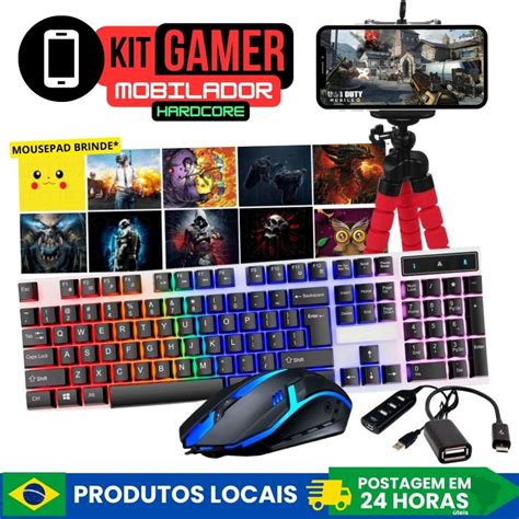 Kit Mobilador Gamer Completo Promoção Para Celular Teclado Rgb