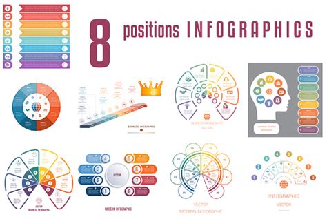 설정 9 유니버설 템플릿 요소 인포 그래픽 워크플로 배너 다이어그램 웹 디자인 타임 라인 영역 차트 번호 옵션에 사용할 수 있는 8 개 위치에 대 한 개념적 순환