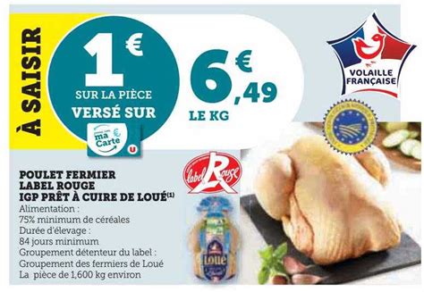 Promo Poulet Fermier Label Rouge Igp Prêt à Cuire De Loué chez Hyper U