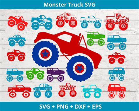 20 Monster Truck Svg Clipart Bundle Transportation Cliparts Etsy