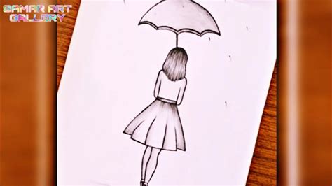 How To Draw A Girl Holding Umbrella 🚶‍♀️☂️如何画一个拿着雨伞的女孩كيفية رسم فتاة