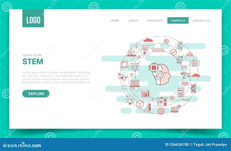 Stem Science Technology Engineering Math Concept With Circle Icon For